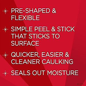 Magic American Tub/Floor Peel and Stick Caulk, 1-1/4" x 5' (3.1cm * 1.5m) , (1 Count (Pack of 1), white)
