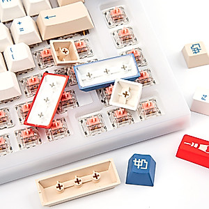 TOkey Cherry Profile PBT Dye Sublimation 141 Keys keycap Set-61/84/104/108 Keys US ANSI Layout Keycap for Mechanical Gaming Keyboard Gateron Kailh Cherry MX Switches(Soy Milk English)
