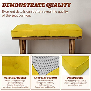 Focuprodu Bench Cushion 42x16. Soft and Breathable Window Seat Cushions Indoor. Non-Slip and Durable Bench Seat Cushion. (42x16, Yellow)