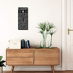 Stupell Industries Loads of Fun Laundry Bathroom Black and White Word Design Canvas Wall Art, 10 x 24, Multi-Color