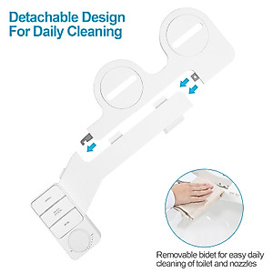 ZhiQToes Bidet Attachment for Toilet,Non-Electric Self Cleaning,Dual Retractable Nozzles Badays for Toilets Seat,Adjustable Water Pressure Fresh Water Sprayer,Front & Rear Wash (White)