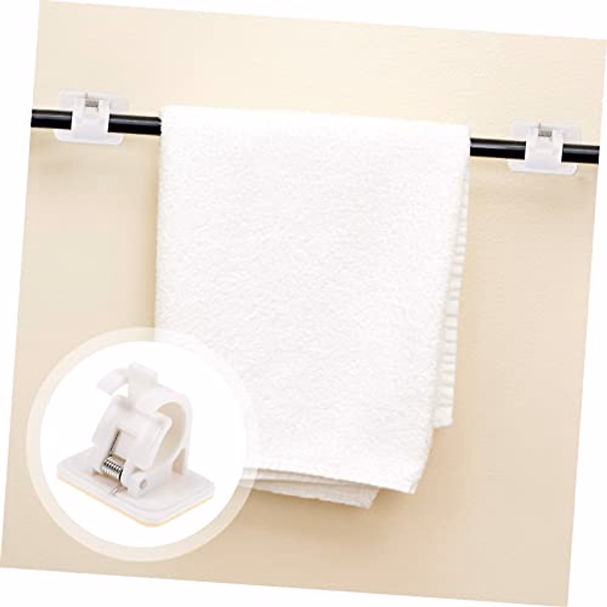 DOITOOL 32 Pcs Curtain Rod Hanger Adjustable Drop Hitch No Nail Curtain Rod Nail Free Adjustable Curtain Rod Holder No Drill Curtain Rod Brackets Shower Curtain Rod Abs White No Nails