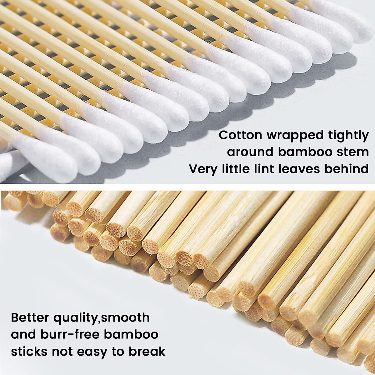 PINGMIC 400PC (800 Tips) Long Cotton Swab, 6 Inch Cotton Swab Without Barbs - Cotton Swabs with Wooden Sticks, Long Cotton Swabs for Gun Cleaning Machinery Pets Makeup. Bamboo Stick with Storage Box