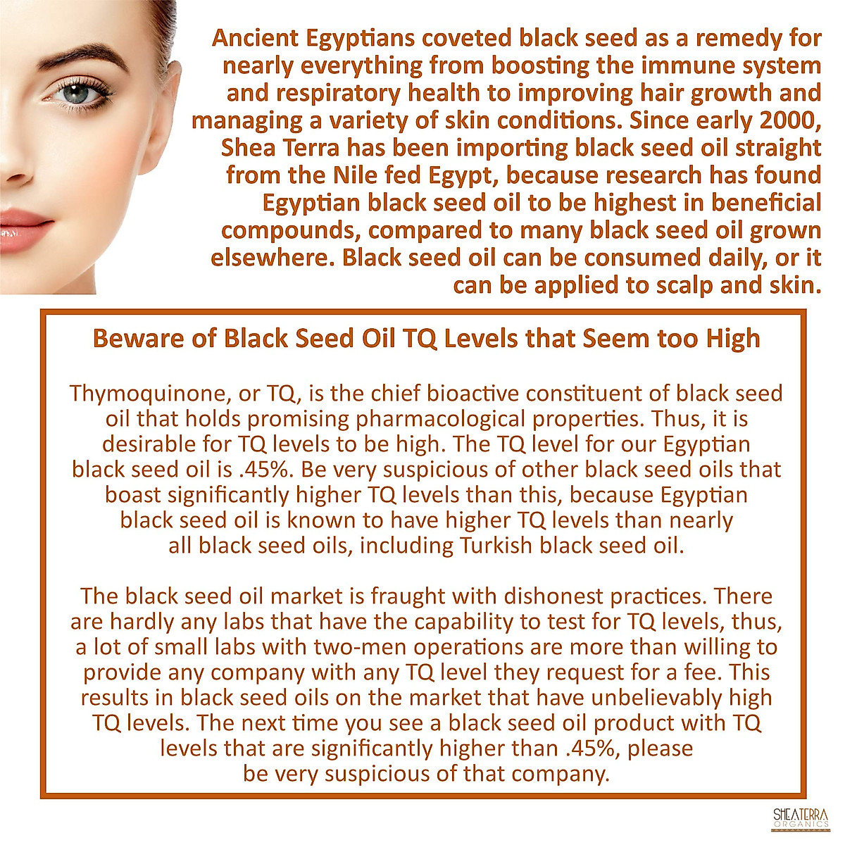 Shea Terra Egyptian Black Seed Cold Pressed Extra Virgin Oil | All Natural & Organic Oil to Boost Immune System, Improve Hair Growth & Skin Tone, Manage Dry Skin, & More - 8 oz