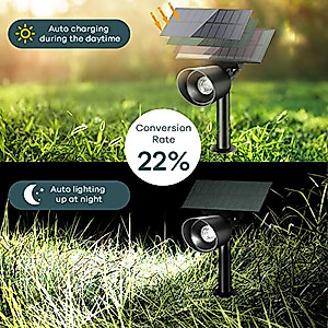 Linkind Outdoor Solar Lights, Solar Spot Lights Outdoor with 24° Beam Angle 6500K Daylight White, Solar Landscape Spotlights for Yard Outside Garden House, 4 Pack