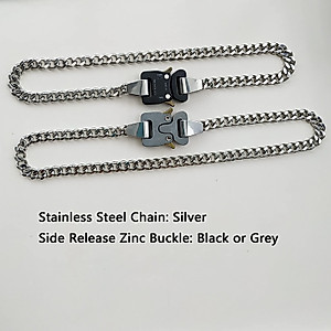 SU LIFE 20" Stainless Steel Chain Necklace Cuban Link and Side Release Buckle Necklace for Hip Hop Men Women