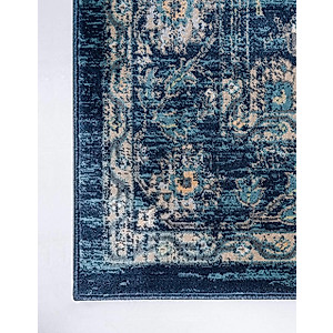 Unique Loom Oslo Collection Area Rug - Osterbro (5' x 8' Rectangle, Navy Blue/ Beige)