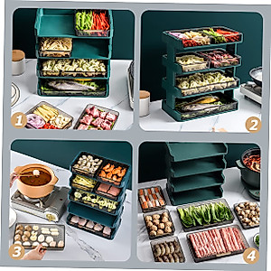 Veemoon Kitchen Shelf Food Storage Shelves Stackable Fruit Serving Tray Veggie Trays Vegetable Storage Cart Tiered Basket Food Colanders Strainers Fruit Tray Detachable Side Dish Plastic