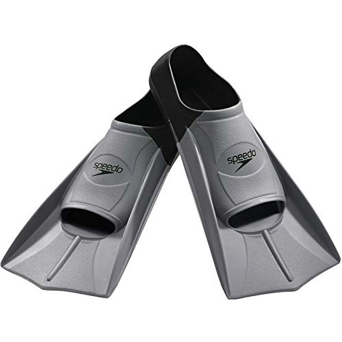 Speedo Unisex-Adult Swim Training Fins Rubber Short Blade,Black/Grey