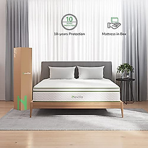 Novilla Full Mattress, 12 Inch Gel Memory Foam Hybrid Mattress with Pocketed Coil for Pressure Relief & Motion Isolation, Medium Firm Full Bed Mattress in a Box, Amenity