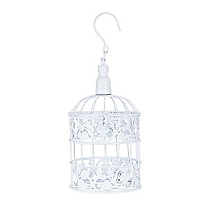 UEETEK Decorative Metal Bird Cage Home Hanging Ornament for Wedding Party Decoration (White)