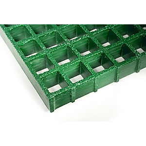 Fibergrate Corvex grating, Green, Grit-Top, 2 thick, 4' wide, 6' long, 2 x 2 Openings