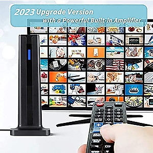 Amplified HD TV Antenna 300 Mile Digital Indoor & Outdoor,Portable TV Antenna with Signal Booster Smart Switch Support Universal Home&RV 4k 1080p,17ft Coax Cable