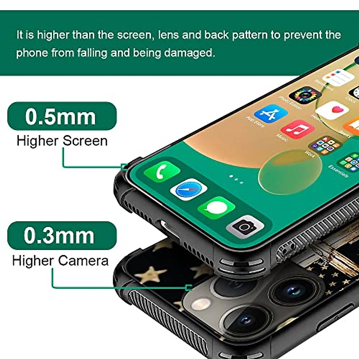 DAIZAG Case Compatible with iPhone 14 Pro Max, Wooden Cross Power American Flag Case for iPhone 14 Pro Max Cases for Man Woman, Protection Shockproof Anti-Scratches TPU Case Cover