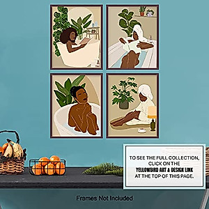 Woman Bathroom Wall Art & Decor - Bath Wall Decor - Powder room Decor for Women - Mid-century modern Bathroom Wall Decor - Luxury Minimalism Abstract art - Restroom Aesthetics Poster Set UNFRAMED 8x10