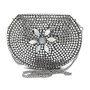 Trend Overseas Silver metal Beaded Ethnic purse Girls Bridal Bag cross body bag for women/Girl party clutch Metal clutches Vintage Brass