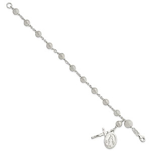 IceCarats 925 Sterling Silver Rosary Chain Charm Bracelet 7.75 inch