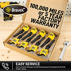 High Performance Ford Ignition Coil Pack Set - 8 Pack Extra 15% Energy for F-150 F-250 F-350 4.6L 5.4L V8 DG508 DG457 DG472 DG491 EXPEDITION MUSTANG CROWN VICTORIA LINCOLN MERCURY (Yellow)