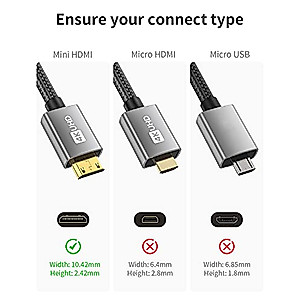 Silkland Mini HDMI to HDMI Cable 4K, [High Speed, Braided] HDMI Mini 2.0 Cord, ARC, HDR, Compatible with Nikon, Canon EOS, DSLR Camera, Camcorder, Tablet, Graphics Video Cards, Pico Projector, 6.6FT