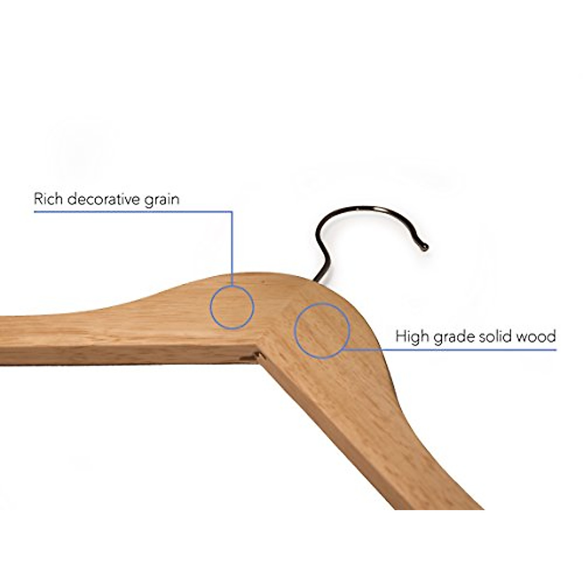 Topline Classic Wood Shirt Hangers - 20-Pack (Natural)