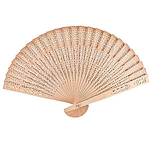 Super Z Outlet Chinese Sandalwood Scented Wooden Openwork Personal Hand Held Folding Fans for Wedding Decoration, Birthdays, Home Gifts (12 Pack)