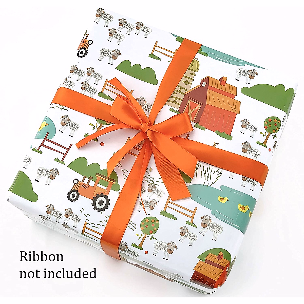Stesha Party Farm Gift Wrap Red Barn Wrapping Paper - Folded Flat 30 x 20 Inch, 3 Sheets