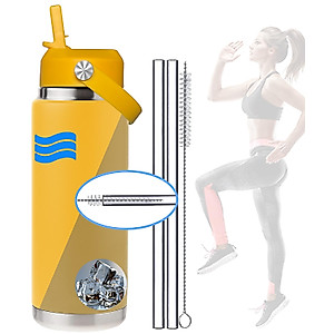 Straw Cap for YETI Replacement Lids - Alpine Yellow Straw Lid for YETI Rambler Jr 12 18 26 36 64 oz Bottle and RTIC Water Bottle Flexible Handle Top Accessories