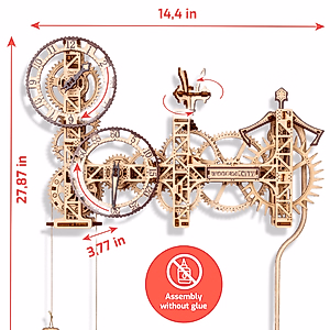 WOODEN.CITY 3D Puzzles for Adults - Steampunk Mechanical 3D Clock Puzzle - Making Kit - Wooden Clock Puzzle Model Kits for Adults - Wall Clock Decorative