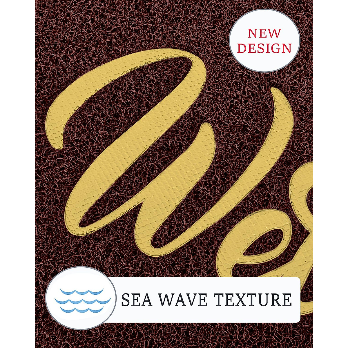 T.HENV Welcome Mat Outdoor, 30x17.5 Waterproof All-Season Front Door Mat Outside Entrance, All-Weather Quick Drying, Low Profile Doormat Indoor, Patio Porch Entryway Mat, Brown-Gold