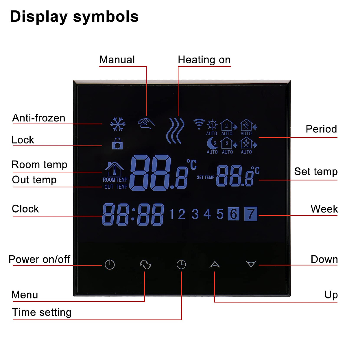 Wengart WiFi Smart Thermostat WG03,AC120V Max16Amp Heat Only 2.4GHz Wi-Fi APP TUYA for Electric Underfloor Heating with 3m Probe Sensor,Compatible with Alexa Echo/Google Home