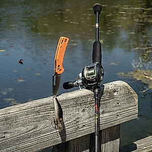 Klein Tools OFK000ORT KTO Resurgence Fishing Pocket Knife, AUS-8 Stainless Steel, Drop Point Blade, Orange Handle, Perfect EDC for Anglers