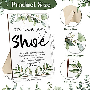 51 Pcs Tie Your Shoe Baby Shower Game Sign Wooden Baby Shower Sign Greenery Baby Gift Sets Gender Reveal Party Favors 50 Balloons Baby Latex Balloons for Baby Shower Game Supplies (Blue, Leaf)