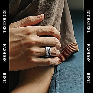 10mm Mens Mechanic Car Racer Tire Tread Band Ring for Men for Bikers Stainless Steel Fidget Spinner Rings