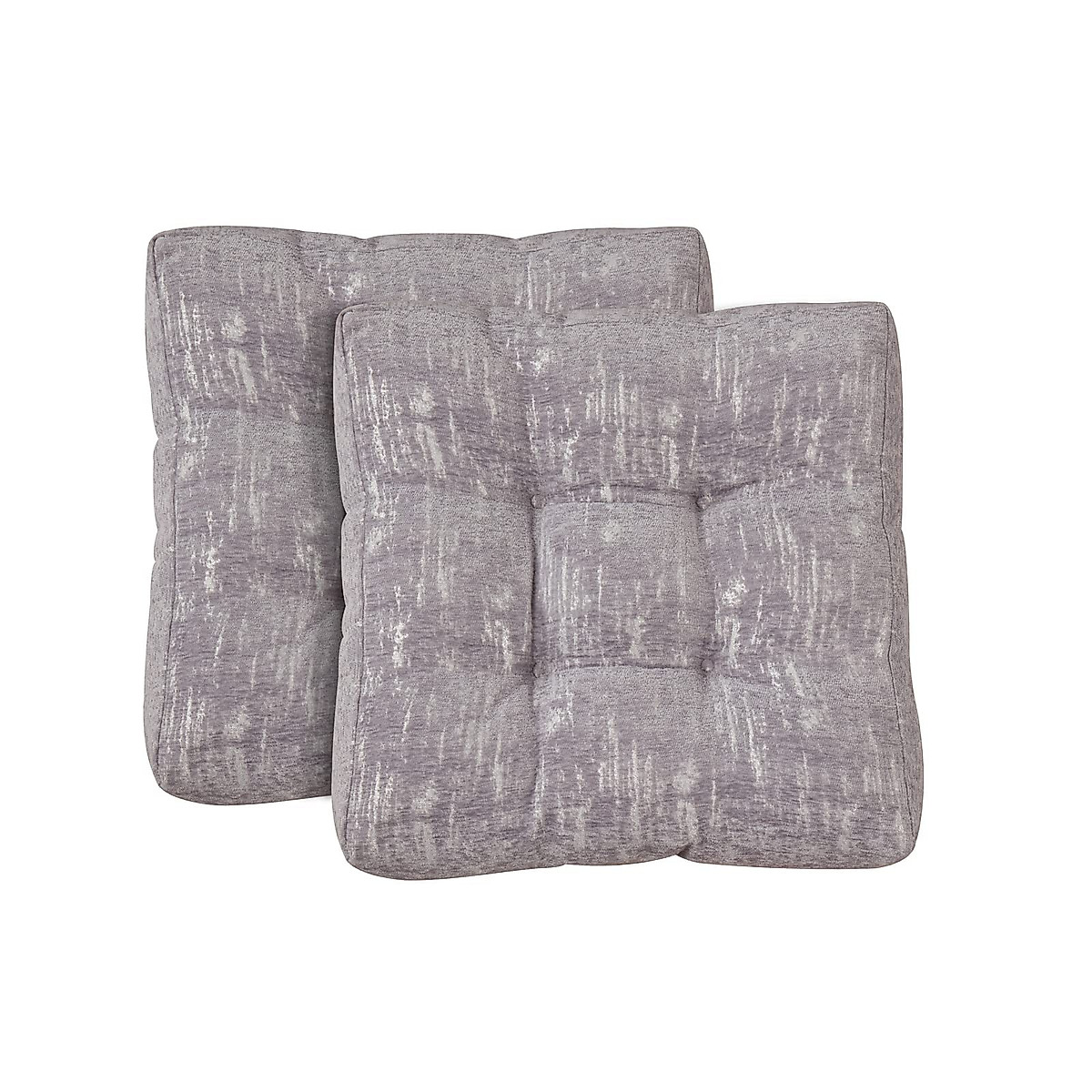 SleepMan Chair Pad Seat Cushion, Outdoor/Indoor, Non-Skid Backing, Durable Fabric, Comfort and Softness, Home Decor Floor Tufted Cushion Pet Pad, Washable, 15.7 x 15.7 Inches (Grey, Set of 2)