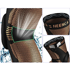 NEENCA Copper Knee Brace for Knee Pain, Knee Support with Patella Pad & Side Stabilizers, Compression Knee Sleeve for Sport, Workout, Arthritis, ACL, Joint Pain Relief, Meniscus Tear- FSA/HSA Eligible