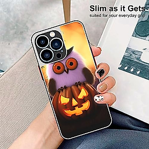 EMPYRI Cute Halloween Ghost Pumpkin Owl Printed Frosted Phone Case for iPhone 13 Pro Max-6.7 Inch, Shockproof Phone Cover with Wireless Fast Charging, Acrylic Back, Not Yellowing