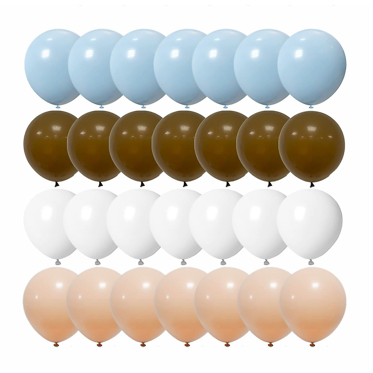 Blue and Brown Party Balloons, 50pcs 12 Inch Brown Blue White Blush Latex Balloons Blue Brown Neutral Balloons for Gender Reveal Wedding Birthday Baby Shower Graduation Bear Party Decoration