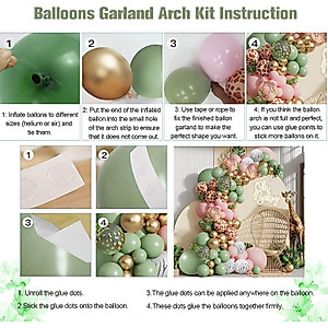 Green Yellow Brown Pink Beige Balloon Garland Double Stuffed for Baby Shower Wedding Birthday Gender Reveal Party Decoration (green gold)