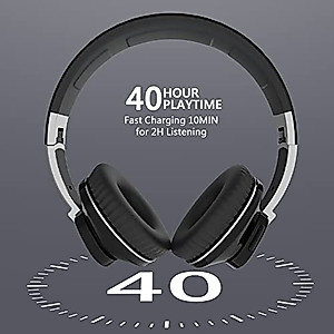 Over Ear Headphones Wireless Bluetooth Noise Cancelling Headphones with Mic, 40H Playtime, Comfortable Protein Ear Cups, HiFi Stereo Foldable Headset for Travel, Home, Office