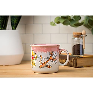 Silver Buffalo Winnie the Pooh Featuring Piglet, Tigger, and Eeyore Reactive Glaze Ceramic Camper Mug, 20 Ounces
