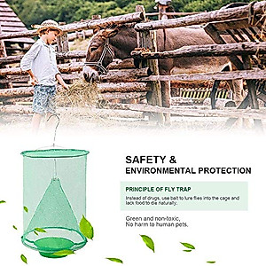 Ranch Fly Trap with Bait Tray Outdoor Hanging Reusable Stable Fly Trap | Food Bait Flay Catcher for Outdoor, Family Farms (4)