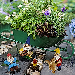 JIUMO Dance Miniature Garden Gnome Set of 4 Fairy Garden Gnomes Accessories Campfire Little Garden Gnomes Outdoor Small Garden Gnome Figurines Ornaments Gifts
