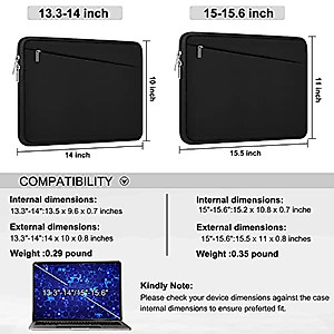 15.6 inch Laptop Sleeve, Durable Computer Carrying Bag Protective Case Briefcase Handbag with Front Pocket, Slim Cover for 15-16 Inch HP, Dell, Lenovo, Asus, Notebook, Black