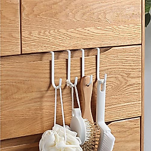 Cabilock Towel Hooks 2pcs Board Robe Punch Clothes Bag Traceless Hanger Storage Hook Japanese Useful Hooks Iron Over Towels Cupboard Towel Free Clo for Organizer Ironing Sturdy White Door Towel Hook