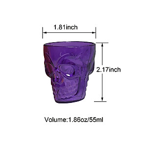 X-SHIYUN Halloween Skull Party Favor Shot Glasses 1.86 oz/ 55 ml Unbreakable Skull Shot Cups Plastic Halloween Cups for Spirits Vodka Halloween Party Decoration Supplies（16PCS）