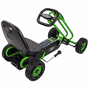 509 Crew Rocket Pedal Go Kart - Green | Pedal Car | Ride On Toys for Boys & Girls with Ergonomic Adjustable Seat & Sharp Handling, Ages 4+ (U918005), Large