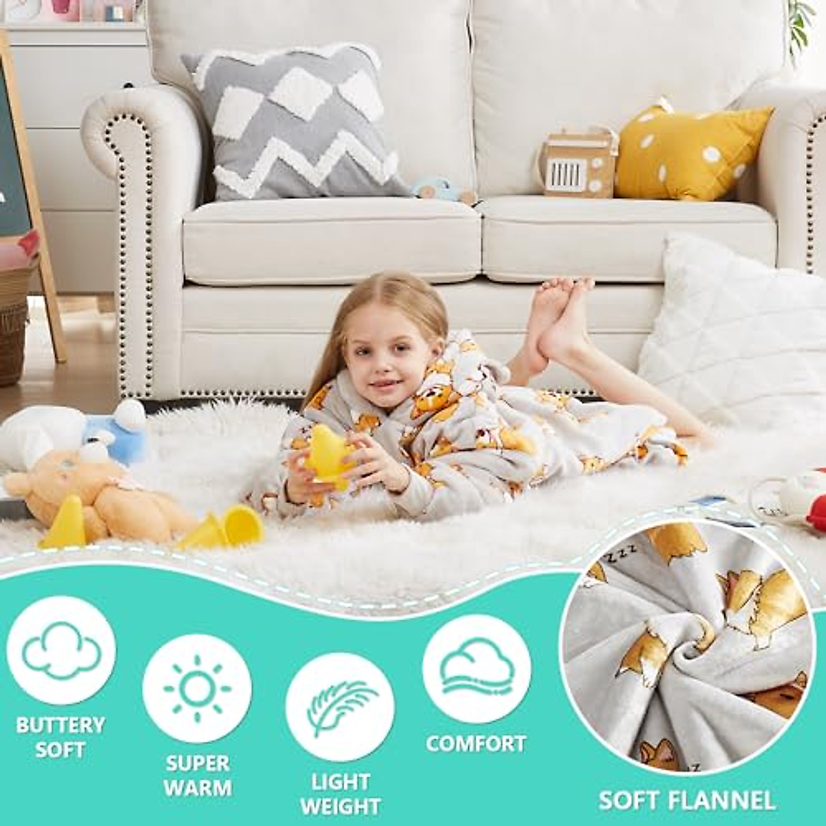 Homemate Wearable Blanket Hoodie, Cute and Funny Patterns Oversized Hoodie Sweatshirt Blanket for Adults Women Men，Cozy，Warm，Fuzzy Hoodie Blanket