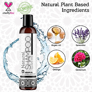 Morgan Cosmetics 8 Oz EWG Certified Sulfate Free Argan Oil Shampoo Lavender for Damaged Hair - Argan Shampoo Is Also Paraben Free and Synthetic Fragrance Free (Made in USA)