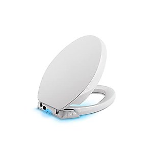 KOHLER 5588-0 Purefresh Elongated Nightlight, Grip-Tight Bumpers, Quiet-Close Release Hinges, Quick-Attach Hardware, No Slam Toilet Seat, White