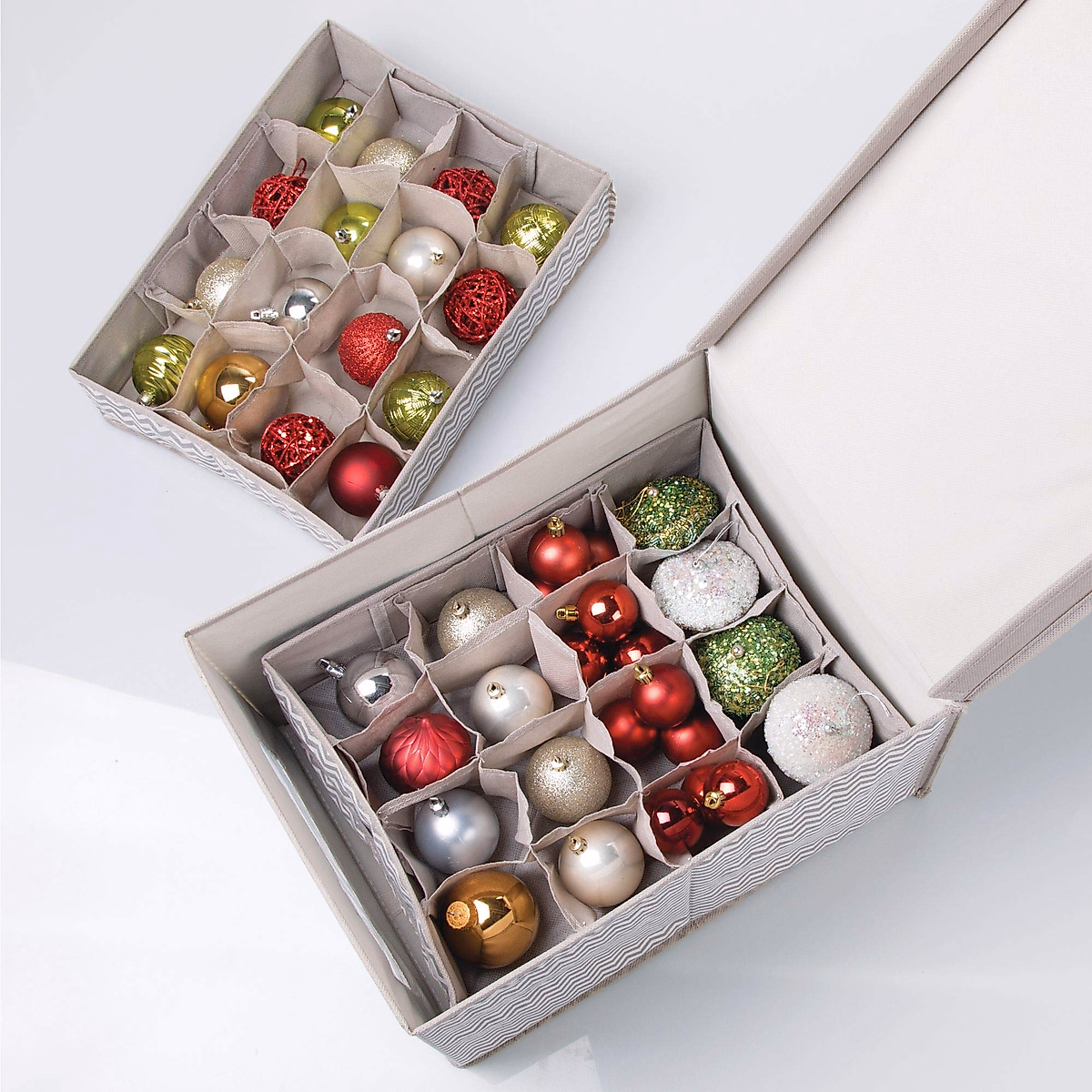 iDesign Chevron Fabric Closet and Dresser Drawer Storage Organizer, for Underwear, Socks, Bras, Tights, Leggings, 16 Compartments, Taupe and Natural